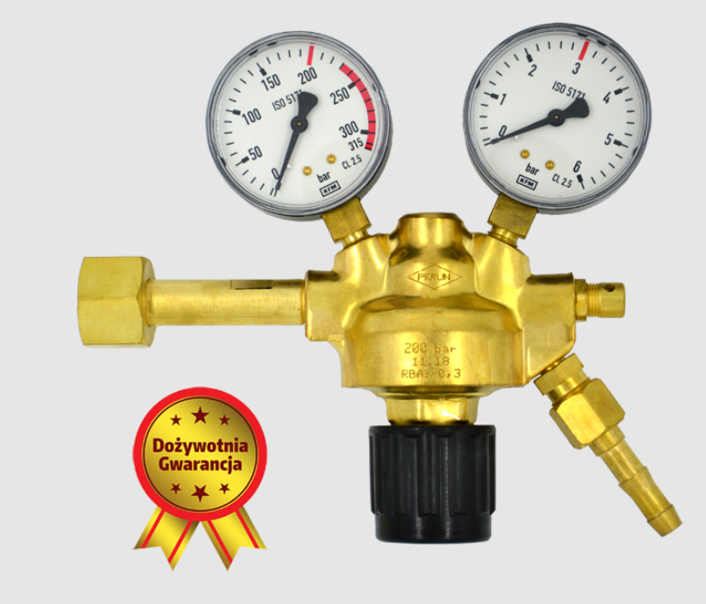 Reduktor RBAz-0,3/z butlowy jednostopniowy AZOT z zaworem odcinającym Perun - Izmet Centrum ...